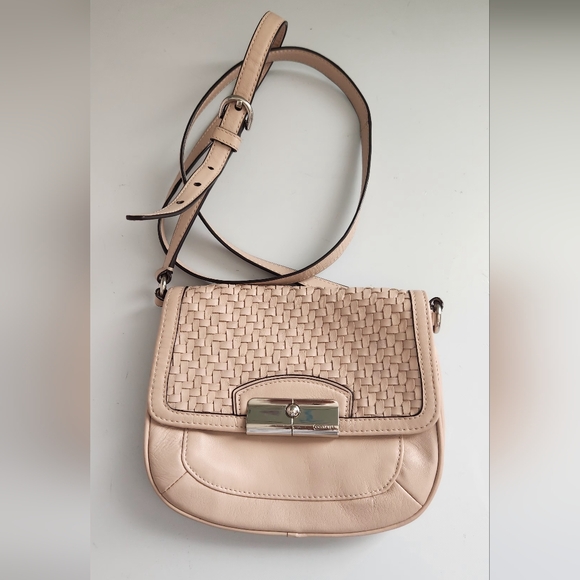 Coach | Bags | Coach Pink Small Woven Leather Crossbody Bag | Poshmark